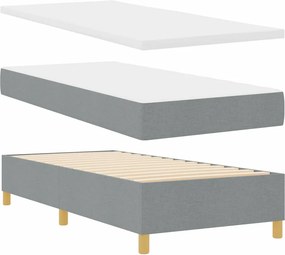 Postel s boxspringem s čelo Světle šedá 90 x 190 cm textil 3339581
