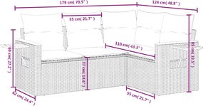 4dílná zahradní sedací souprava s poduškami černá polyratan 3259172