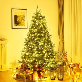 Costway Umělý vánoční stromek s LED světýlky Vánoční stromeček 210/225/240 cm
