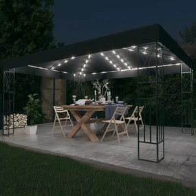 vidaXL Marketos Altán se světelnými LED řetězy 3 x 4 m antracitový textil