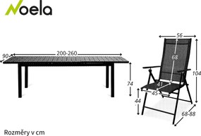 Noela Zahradní jídelní set Grande Lungo + 10x kovová židle Pia