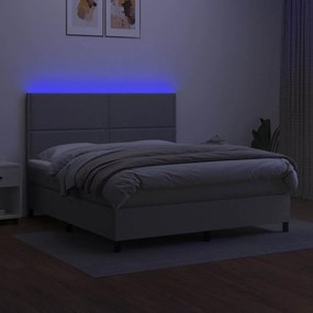 Box spring postel s matrací a LED světle šedá 180x200 cm textil 3134813