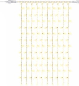 Easy Fix LED světelný závěs interiér, 100 × 150 cm, teple bílá, 150 diod, 10 pramenů, čirý kabel, IP20, prodlužovací