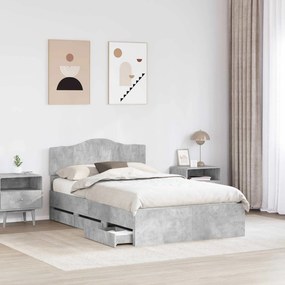 Rám postele s čelo Betonově šedá 135 x 190 cm Inženýrské dřevo 3413015