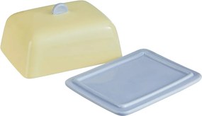 BUTTER Dóza na máslo keramická - žlutá/modrá