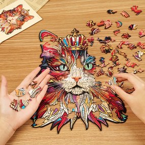 RoboTime Dřevěné puzzle Kočičí král