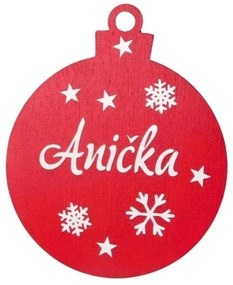 Dřevěná vánoční ozdoba se jménem červená