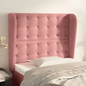 Čelo postele typu ušák růžové 83 x 23 x 118/128 cm samet 3118425