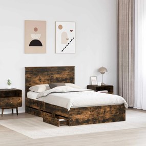 Rám postele s čelo Kouřový dub 120 x 200 cm Inženýrské dřevo 3409486