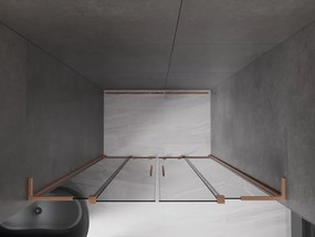 Mexen Velar L Duo, posuvné sprchové dveře do otvoru 150 cm, 8mm šedé sklo, měděná matná, 871-150-003-42-65