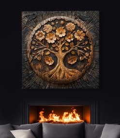 Obraz na plátně - Strom života Flow Air, dřevo styl FeelHappy.cz Velikost obrazu: 140 x 140 cm