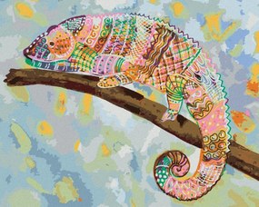 zuty zuty - malování podle čísel - pestrý chameleon, 40x50 cm, plátno+rám