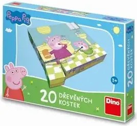 DINO Dřevěné kostky Peppa Pig Veselý den / 20 kostek / od 3 let