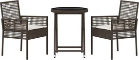 Zahradní bistro set 3 ks Hnědá polyratan 3334963