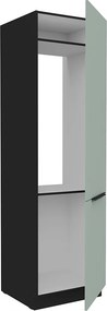 ARIA sc | vysoká skříňka 60 LO-210 2F na vestavnou lednici | 60 cm | ANTI FINGERPRINT povrch | černá/aquamarine