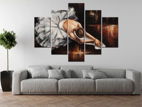 Gario Ručně malovaný obraz Rozcvička baletky - 5 dílný Rozměry: 150 x 70 cm