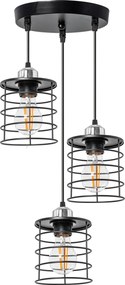 Toolight - Stropní lampa závěsná trojitá kovová 3xE27 392204, černá, OSW-04003