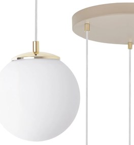 Závěsné svítidlo Florence, 3x bílé skleněné stínítko, g/be, o