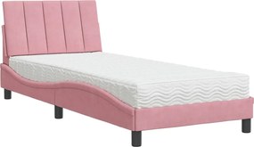 Postel s matrací Hanko růžová 90 x 200 cm samet 3208579