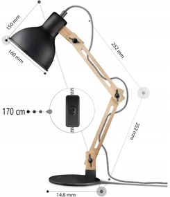 Stolní lampa 1xE27/40W/230V černá