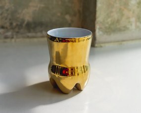Sklenice Cola Cup GOLD – QUBUS, zlatá, porcelán