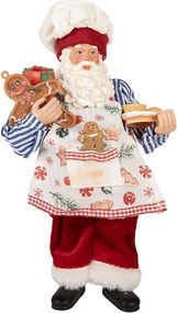 Vánoční dekorace Santa v zástěře s perníčkem - 15*10*26 cm
