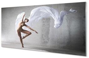 akrylový obraz Žena tančí bílý materiál 125x50 cm