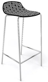 GABER - Barová židle ALHAMBRA vysoká, černobílá/chrom
