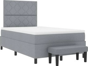 Postel s boxspringem s čelo Světle šedá 120 x 190 cm textil 3344128