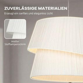 HOMCOM Elegantní závěsné svítidlo s dvojitým stínidlem, výškově nastavitelné, do obývacího pokoje, bílé