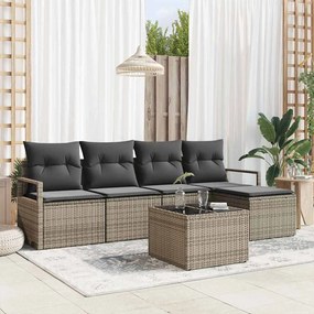 Set pohovek 6 ks Světle šedá polyratan 3355018