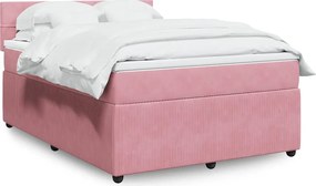 Box spring postel s matrací růžová 140x190 cm samet 3290039
