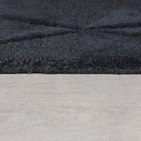 Antracitový ručně tkaný vlněný kulatý koberec ø 160 cm Shard Charcoal – Flair Rugs