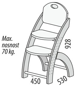 Židle Klára 1-dětská polohovací Domestav 407/1 Materiál: Buk cink, Povrchová úprava: Olej