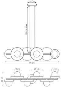 Lustr na lanku MODEL 6xG9/8W/230V černá
