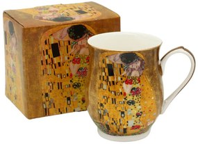 HOME ELEMENTS Porcelánový hrnek 350 ml, Klimt Polibek zlatý