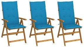 Skládací zahradní židle s poduškami 3 ks masivní akáciové dřevo,  3064093