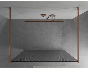 Mexen Kioto, sprchová zástěna Walk-In 100 x 200 cm, 8mm sklo s žebrovým vzorem, růžové zlato profil, 800-100-002-60-09