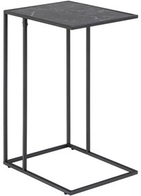 OnaDnes -20% Scandi Černý kovový odkládací stolek s mramorovým dekorem Rowan 43 x 35 cm