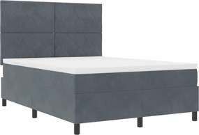 Postel s boxspringem s čelo Tmavě šedá 160 x 200 cm samet 3339909