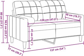 2místná pohovka s polštáři tmavě šedá 120 cm samet 3278210