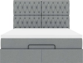 Osmanský rám postele s matrací světle šedá 140x200cm textil 3313244