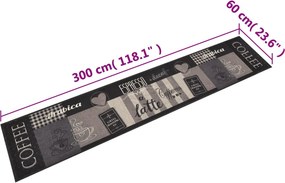 Kuchyňský koberec omyvatelný Káva černý 60 x 300 cm samet 136557