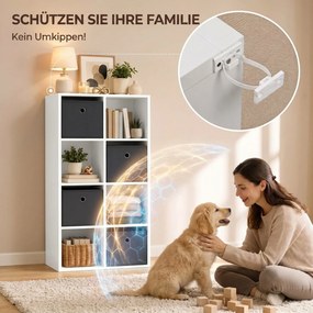 HOMCOM regál s 8 přihrádkami a 4 látkovými zásuvkami, úložný regál, všestranný, šedý