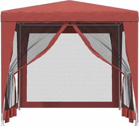 Party stan se 4 síťovanými bočnicemi červený 2,5 x 2,5 m HDPE 319225