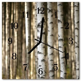 Nástenné skleněné hodiny Birch lesní strom