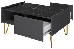 Konferenční stolek Animere AL97, Barva: černý grafit / černý grafit + černý královský mramor