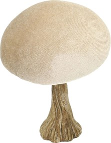 Dekorace Velvet Mushroom 10 cm beige