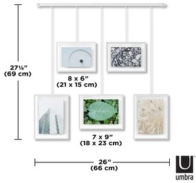 Bílé kovové rámečky na zeď v sadě 5 ks 79x43 cm Exhibit – Umbra