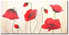 Obraz Červené maky v mlze (1 díl) - rostlinný motiv s květy